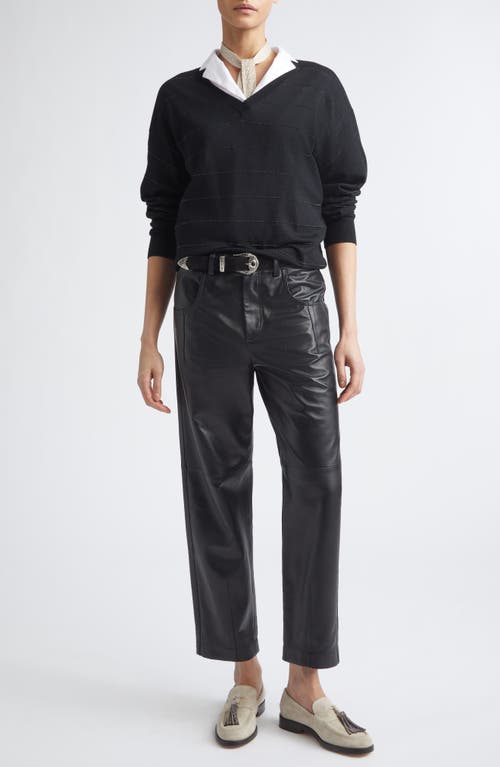 ELEVENTY Eleventy Straight-Fit Lambskin Leather Trousers